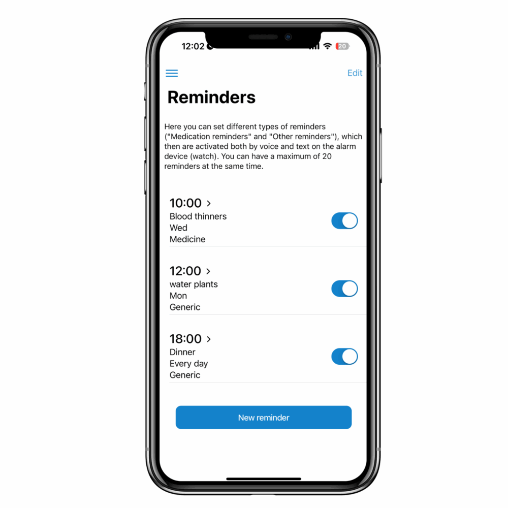 Medication reminder in smartwatch for elderly | Personal alarm