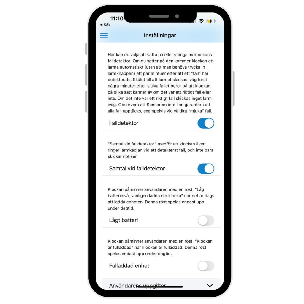 Så här fungerar trygghetsklockan med automatisk fallsensor